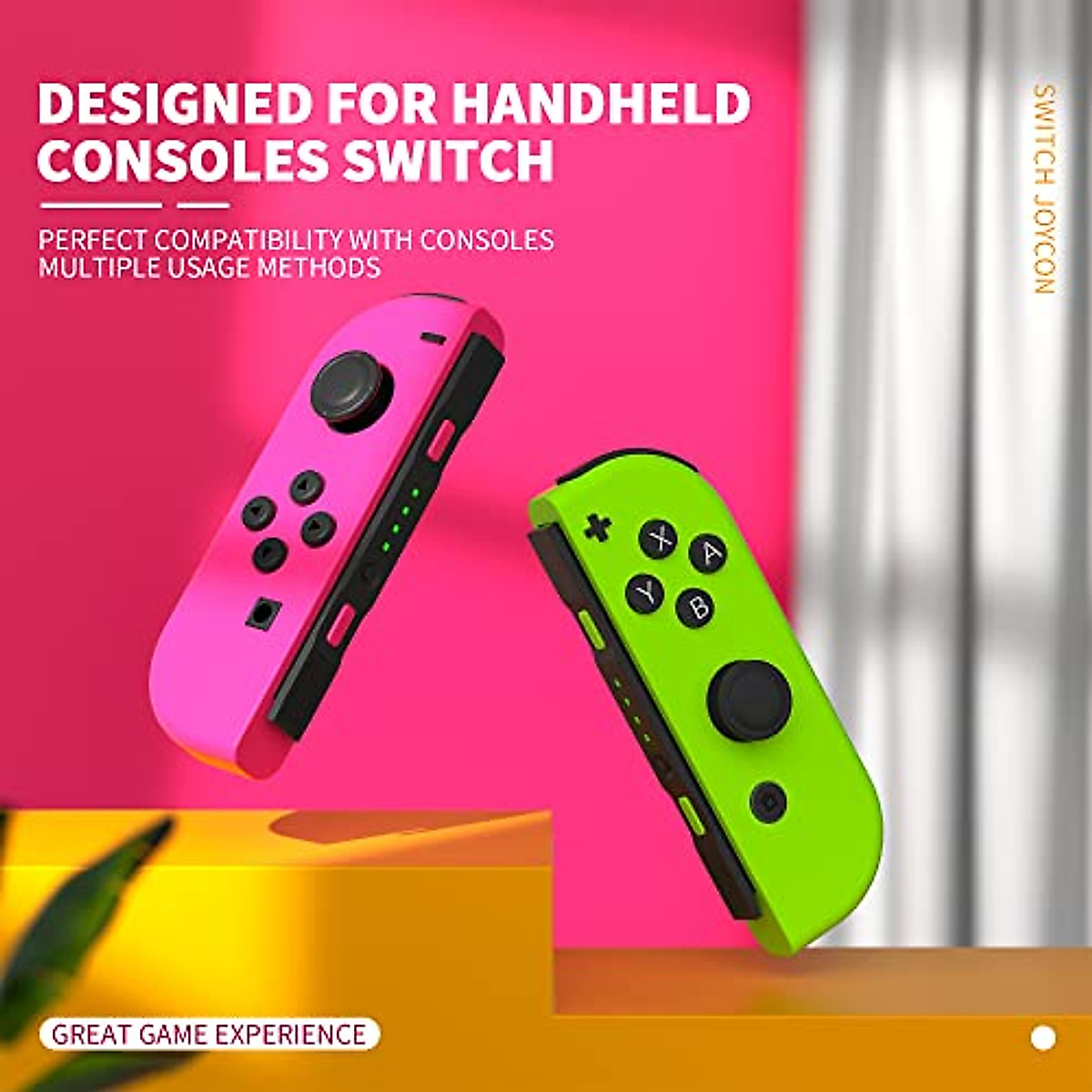 WWOKIND Joy Con Controller Compatible for Switch, Wireless Joypad Replacement for Switch Joycon, Left Right Remote for Switch Controllers Joycon(Pink and Green)