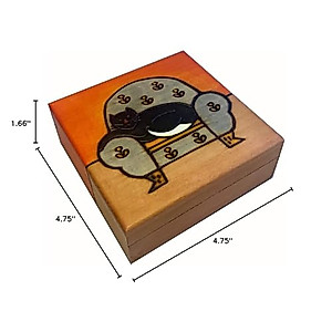 Black Cat on a Chair Wooden Box Polish Handmade Keepsake Black Cat Jewelry Box