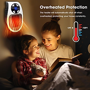 Mik-Nana 500W Space heater, Wall Outlet Electric Space Heater as Seen on TV with Adjustable Thermostat and Timer and Led Display, Compact for Office Dorm Room