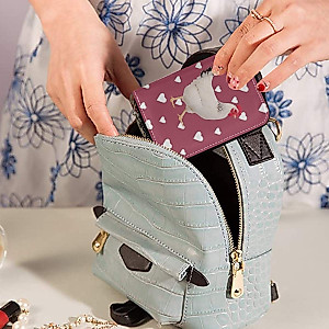 Slim Minimalist Soft Leather Mini Case Holder Organizer Wallet for Women Men Graceful Walking Chicken