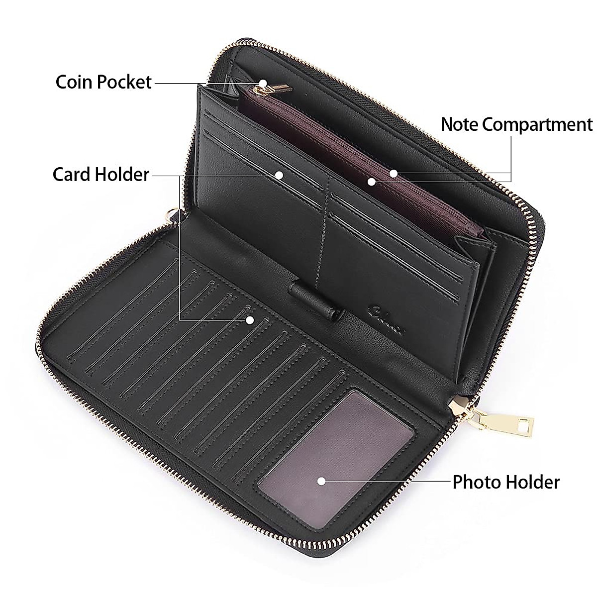 CLUCI Wallet Women Large Capacity Leather Designer Zipper Around Card Ladies Phone Clutch Wristlet Billfolds Leopard