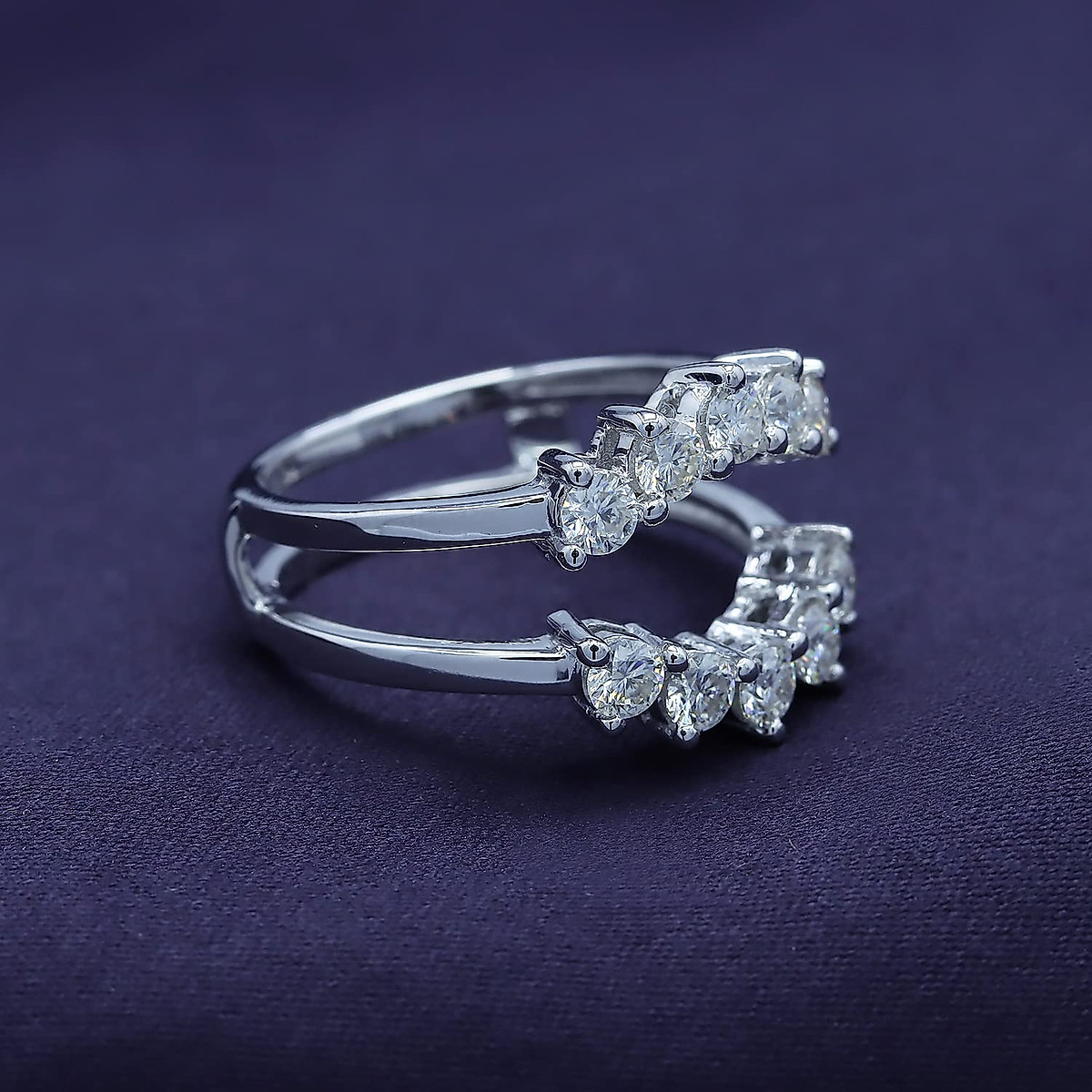 SAVEARTH DIAMONDS 1 Carat Round Cut Lab Created Moissanite Diamond Sunburst Halo Guard Enhancer Ring For Women In 14K White Gold Over Sterling Silver(VVS1 Clarity 1 Cttw)-6