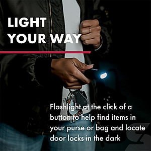 SABRE 2-in-1 Personal Alarm with LED Light, 130dB Personal Safety Siren, Snap Hook for Instant Access, 1,250 Foot (381 Meters) Range, Compact Design for Easy Attachment to Purse, Bag, or Keys