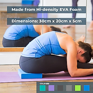 Yoga Mad EVA Yoga Block | 30cm x 20cm x 5cm | Eco Friendly Yoga Block | High Density EVA Non Slip Block for Yoga, Pilates and Home Workouts | Provides Support for Various Yoga Poses… (Single)