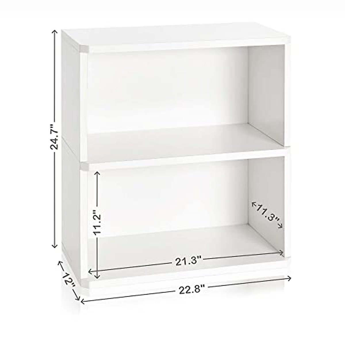 Way Basics Webster 2 Tier Bookshelf Display Storage and Organizer (Tool-Free Assembly and Uniquely Crafted from Sustainable Non Toxic zBoard Paperboard) White