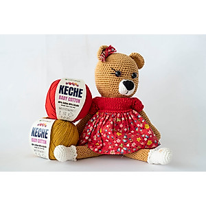 Keche Cotton Yarn, 60% Cotton 40% Acrylic Yarn, Soft Cotton Yarn for Crochet and Knitting, Amigurumi Yarn 1 Skein/Ball 1.76 Oz (50g) / 180 Yrds (165m) - Skin Color