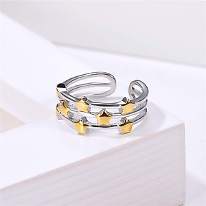 ChicSilver 925 Sterling Silver Star Ring Stacking Engagement Ring for Women Promise Ring Size 6-12