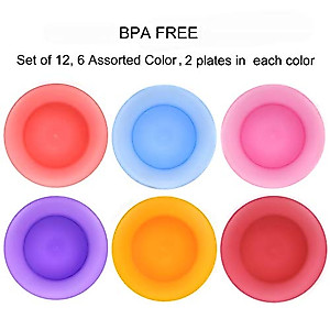 KX-WARE Everyday Plates set of 12 - Unbreakable and Reusable 10 inch Plastic Dinner Plates, 6 Assorted Color | Dishwasher Safe,BPA Free