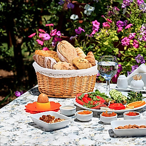 Nicunom Bread Basket for Serving, Large Bread Storage Basket with Removable Liner & Cover, Wicker Fruit Basket Picnic Basket Easter Gift Baskets Rattan Basket for Sourdough Bread