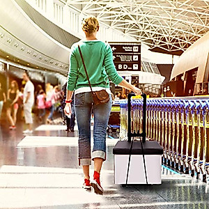 KINJOEK 40kg 88Lbs Folding Hand Truck Dolly, Foldable Luggage Cart for Luggage with 4 Wheels & Bungee Cord, Collapsible, Lightweight Compact Solid Construction Utility Cart for Travel, Black