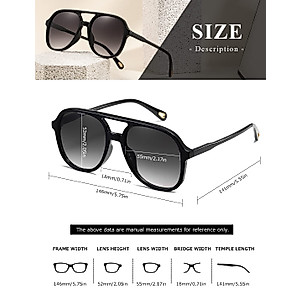 MASDUN Retro Square Aviator Sunglasses Womens Mens 70s Stylish Vintage Double Bridge Sun Glasses