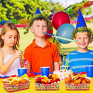 Sumind 50 Pcs Mexican Nacho Trays Disposable Food Trays Fiesta Party Decorations Paper Snack Taco Boats for Popcorn Candy Hot Dog Cinco De Mayo Birthday Mexican Party Supplies(Bright)