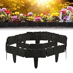 CertBuy Garden Edging Border, 16Ft Garden Landscape Edging Borders, Plastic Garden Fence Edging, Interlocking Landscaping Edging, Lawn Edging Flower Bed Border (20 Pcs, Black)