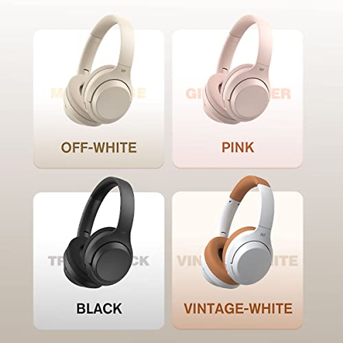 iKF T1-Wireless Wired Headphones Call Noise Cancelling Bluetooth Headset Bass Stereo Sound 50 Hours Using Time Built-in Microphone Pairing 2 Devices Compatible iOS/Android (Off-White)