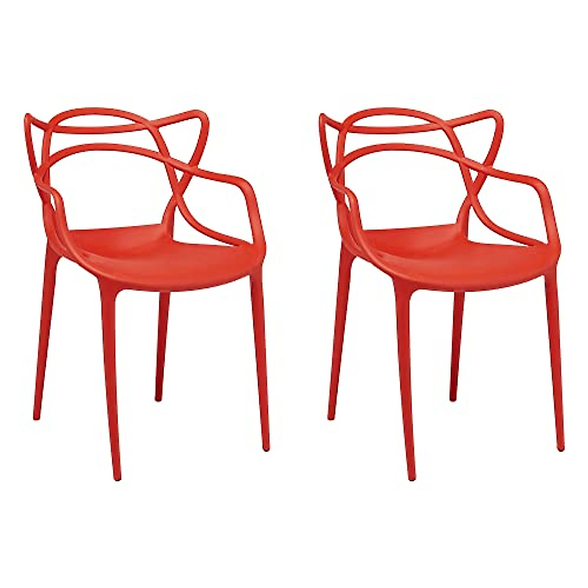 CangLong Cross Back Dining Chair Casual Chair for Restaurants, Cafes, Kitchens, Dining Rooms Set of 2, Rust