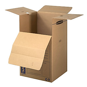 Bankers Box 7710501 SmoothMove Tape-Free Wardrobe Boxes, Large 24.38”L x 24.38”W x 40.25”H, 3 Pack