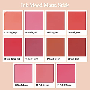 Peripera Ink Mood Matte Lipstick, Lightweight, Matte, Smooth, Hydrating, Lasting Color Payoff (11 PINK OF COURSE)