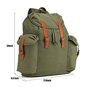 WINTMING Vintage Canvas Backpack Women Men Travel Rucksack Casual Laptop Backpack (Army Green)