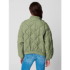 [BLANKNYC] womens Jacket, Everyday Adult Coat Luxury Clothing Tencel Drop Shoulder Quilted Jacket, Burnt Sage, Small US