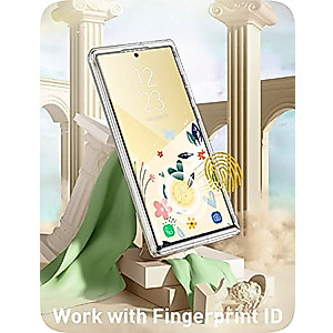 i-Blason Cosmo Series for Samsung Galaxy S23 Ultra Case 6.8" (2023 Release), [Fingerprint ID Compatible] Slim Full-Body Stylish Protective Case with Built-in Screen Protector (Flower Paint)