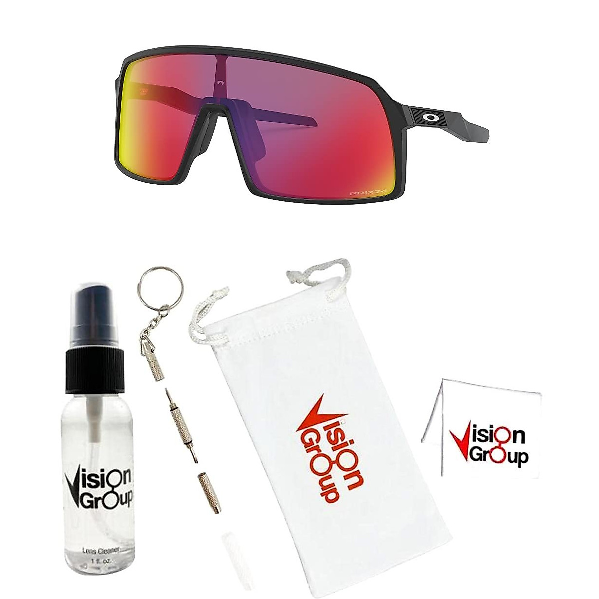 Oakley OO9406 Sutro Sunglasses+ Vision Group Accessories Bundle(Matte Black/Prizm Road (940608), mens