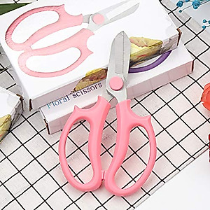 Jasni Garden Pruning Shears Scissors with Comfort Grip Handle, Premium Steel Professional Floral Scissors, Perfect for Arranging Flowers, Pruning, Trimming Plants, Gardening Tool (Pink)