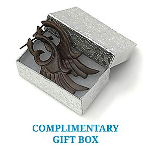 UMBRELLALABORATORY Tribal Organics Earrings Wooden Tropical Feathered Style Fake Gauges