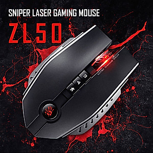 ZL50 Sniper Edition Laser Wired Gaming Mouse - 11 Programmable Buttons - Light Strike Optical Switches and Wheel - X'Glide Mouse Feet - Adjustable 8200 CPI/DPI - Wired USB Black