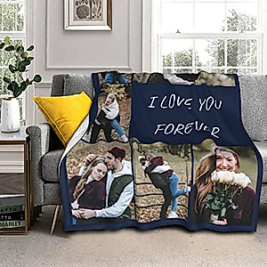 Dipopizt Custom Blanket with Photo Personalized Picture Text Blanket Customized Sofa Throw Blanket Personalized cobijas Funny Gifts for Valentines,Boyfriend,Dad,Mom,Friends,New Year,Birthday