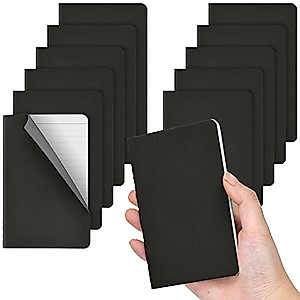 EOOUT 12 Pack Little Notebooks Pocket Size Notebooks, 3.5" x 5.5" Softcover Mini Notebooks, Small Black Notebook Memo Note pads for Men Women Kids Traveler Author, 30 Sheets, 60 Lined Pages