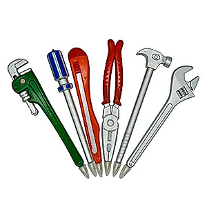 Maydahui 20PCS Hardware Hand Tool Pens Novelty Shape Black ink Ballpoint Pen Pipe Wrench Pincer Pliers Art Knife Spanner Hammer Screwdriver for School Skilled Worker