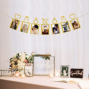 Concico Photo Banner for Bridal Shower/Wedding/Engagement/Anniversary Party Kit Supplies Decorations decor (Gold)