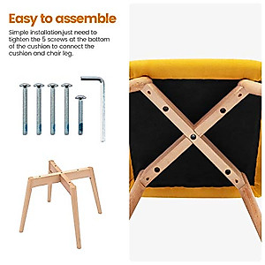 Five stars Furniture Living Room Chairs Set of 2,Small Accent Chair for Vanity,Upholstered Dining Chair for Small Space,Farmhouse Dining Chairs,Desk Chair for Bedroom Yellow