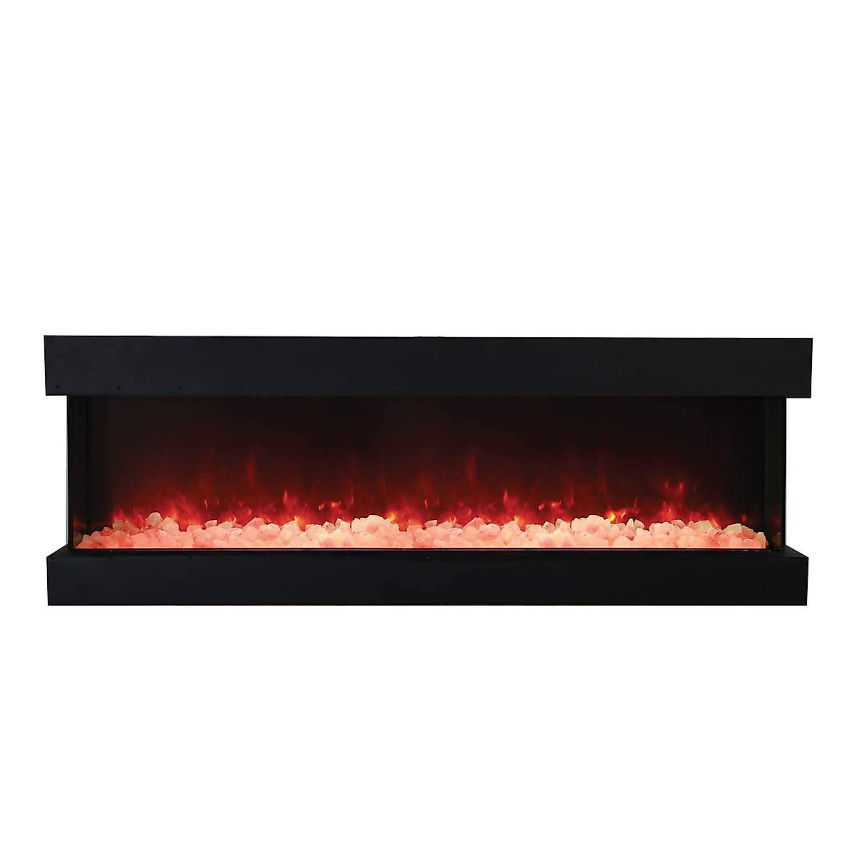 Amantii 72-TRU-View-XL 3 Sided Electric Fireplace 72 Inch, 3-Sided Glass Fireplace Heater w/Remote Control & 8H Timer, Thermostat, Black, Adjustable Brightness, Realistic Flame Effects