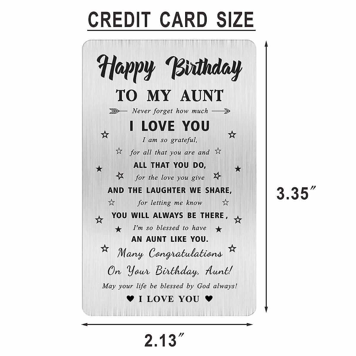 Alotozo Aunt Birthday Card, Happy Birthday Gifts to My Aunt, Auntie Bday Engraved Wallet Card Inserts