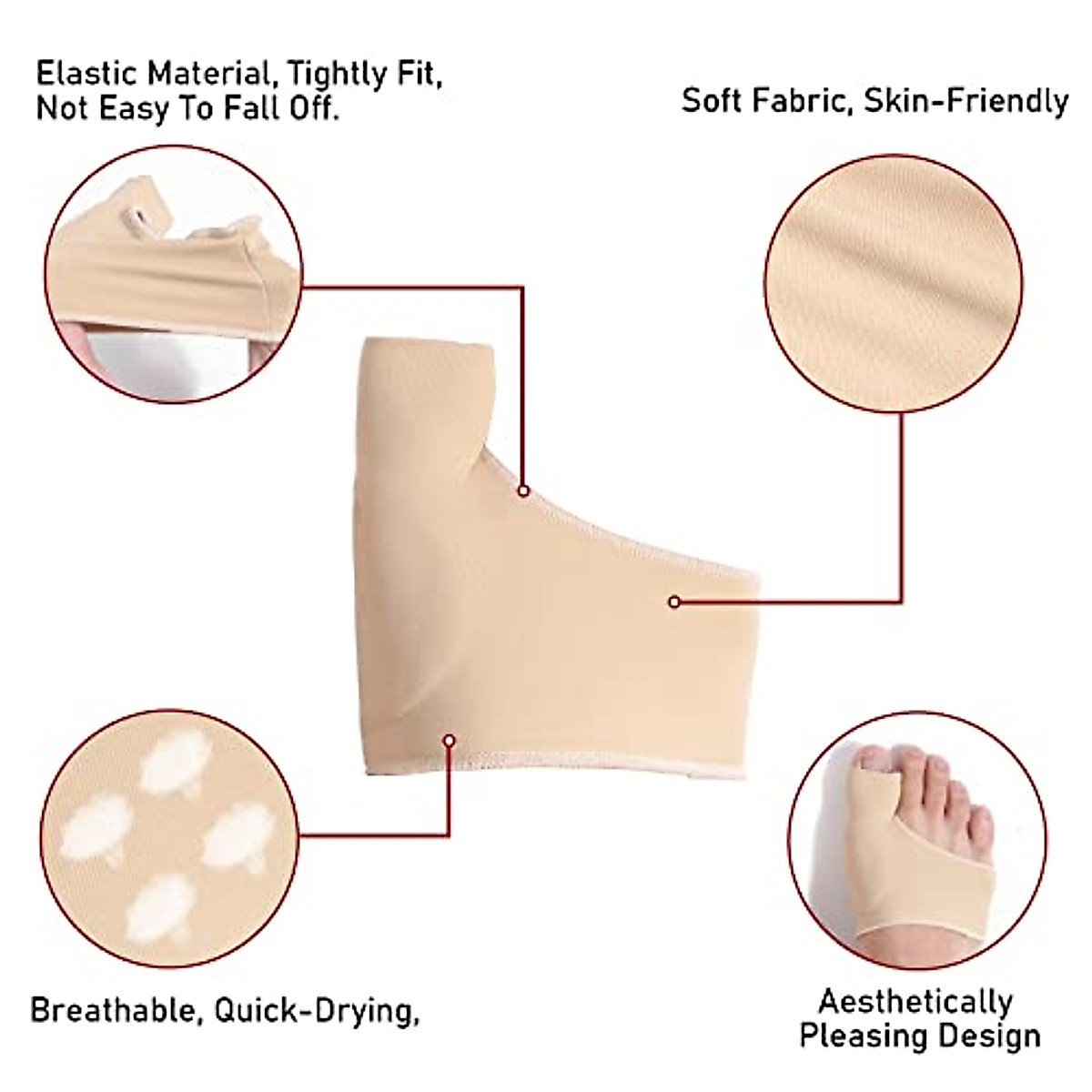 HFXBearArmor Bunion Splint 2PCS, Bunion Corrector for Men and Women Bunion Relief in Hallux Valgus, Toe Spacers for Feet, Hammer Toe Straightener Bunion Pads Day and Night Use - S
