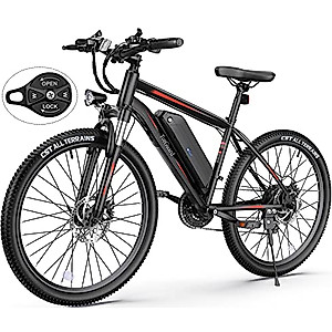 Wooken Electric Bike, Electric Bike for Adults 27.5'' E-Bikes with 500W Motor, 21.6MPH Mountain Bike with Lockable Suspension Fork, Removable Battery, Professional 21 Speed Gears Bicycle (Red)
