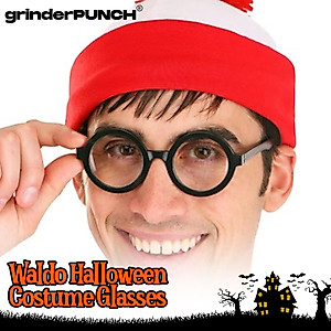 grinderPUNCH Costume Glasses | Thin Round Nerd Halloween Eyeglasses | Wizard Glasses | Adults (Black)