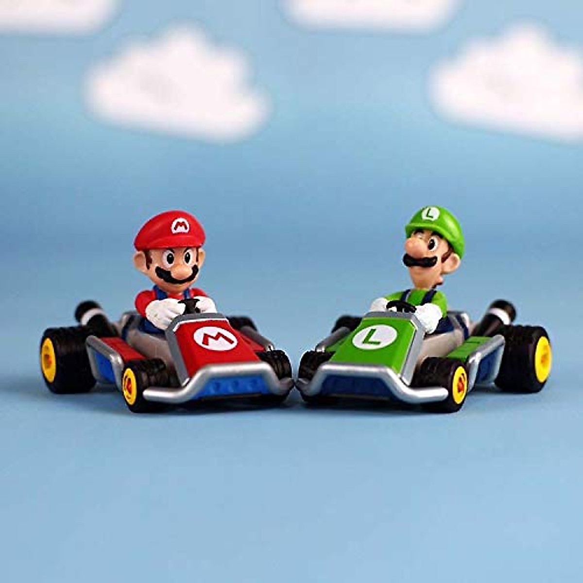 IAMPOK 8 Pcs Mario Kart Pull Back Cars Cake Topper Figures Toy Set-Kids Birthday Party Cake Decoration Supplies