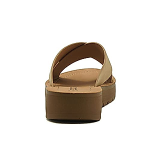 Soda LUCY ~ Women Open Toe Flatform Platform Crisscross Band Upper Fashion Slide Sandals (Camel, numeric_8_point_5)