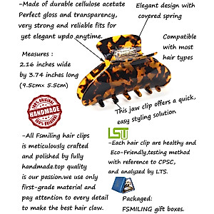 2 Pack Big Hair Claw Clips Tortoise Shell Nonslip Large Claw Clip For Women Celluloid Leopard Print Jaw Clips For Thick Hair