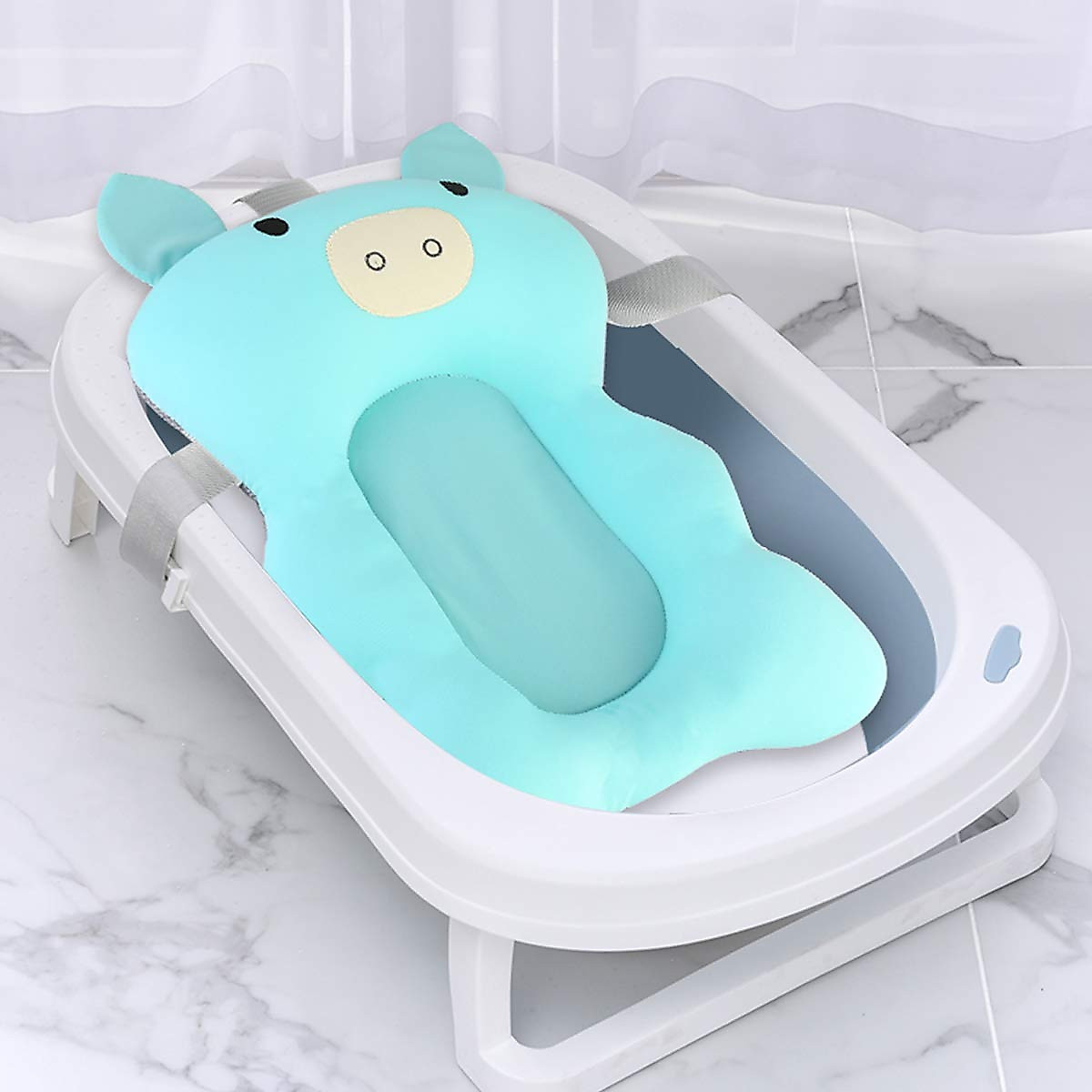 SH-RuiDu Baby Bath Cushion, Newborn Infant Bathtub Support Cushion Lounger Anti-Slip Soft Bath Tub Cushion Seat Support for 0-12M Boys Girls