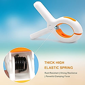 WaaWee Beach Towel Clips Clamps- 6 Pack Plastic Large Pool Chair Clips 5 Inch Clothespins Windproof Clips Clothes Pegs for Beach Chairs Cruise Chair (Orange)