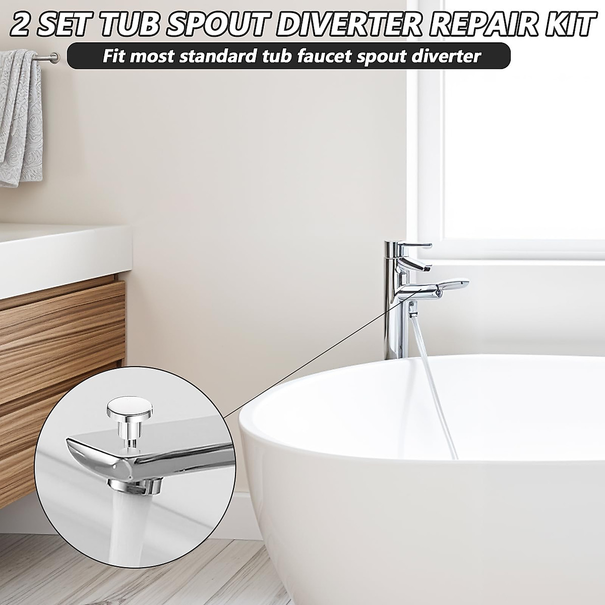2 Set Tub Spout Diverter Repair Kit, Tub Diverter Repair Kit Shower Diverters Repair Kits, Includes 2 X Valve Stems, 2 X Cup Seals and 2 X Gates for Bathroom Shower Tubs Faucet Parts Replacement