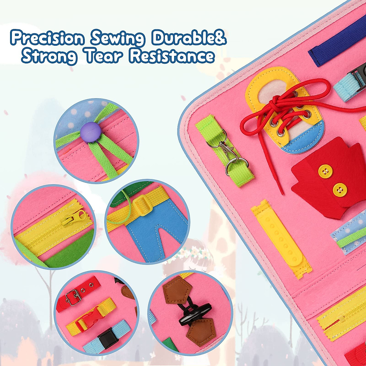 SUGELI Busy Board for Toddlers, 25 in 1 Montessori Toys Activity Board Sensory Toys for 1 2 3 4 5 6 Year Old Girls