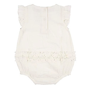 Gerber Baby Girls Sleeveless Ruffle Romper, Ivory, 0-3 Months