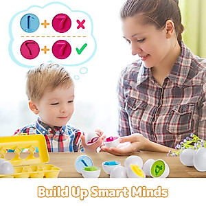 ZenBombs 12 Matching Eggs Learning Toys, Gifts for Toddlers, 3+ Year Old Baby Montessori Toys, Color Shape Recognition Skills, Preschool Educational Toy for Kids, Number