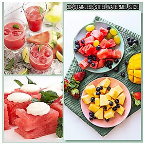 TBESTOACC Watermelon Slicer, 304 Stainless Steel Watermelon Cutter, Quickly Safe Fruit Cutter, Slicer Carving Tools for Kitchen (silver)