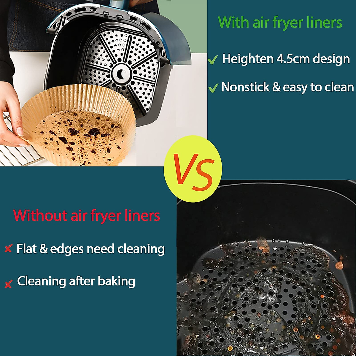 YouOKLight Air fryer disposable paper liner, parchment paper for air fryer, air fryer liners disposable, 7.9 Inch round air fryer paper liners, Food Grade Baking Microwave Paper 100 PCS.