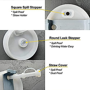 Set of 3 Silicone Spill Proof Stopper, Compatible with Stanley cup 1.0 40oz/ 30oz, Tumbler Accessories with 2 Straw Cover Cap, 2 Square Spill Stopper and 2 Round Leak Stopper (A set)